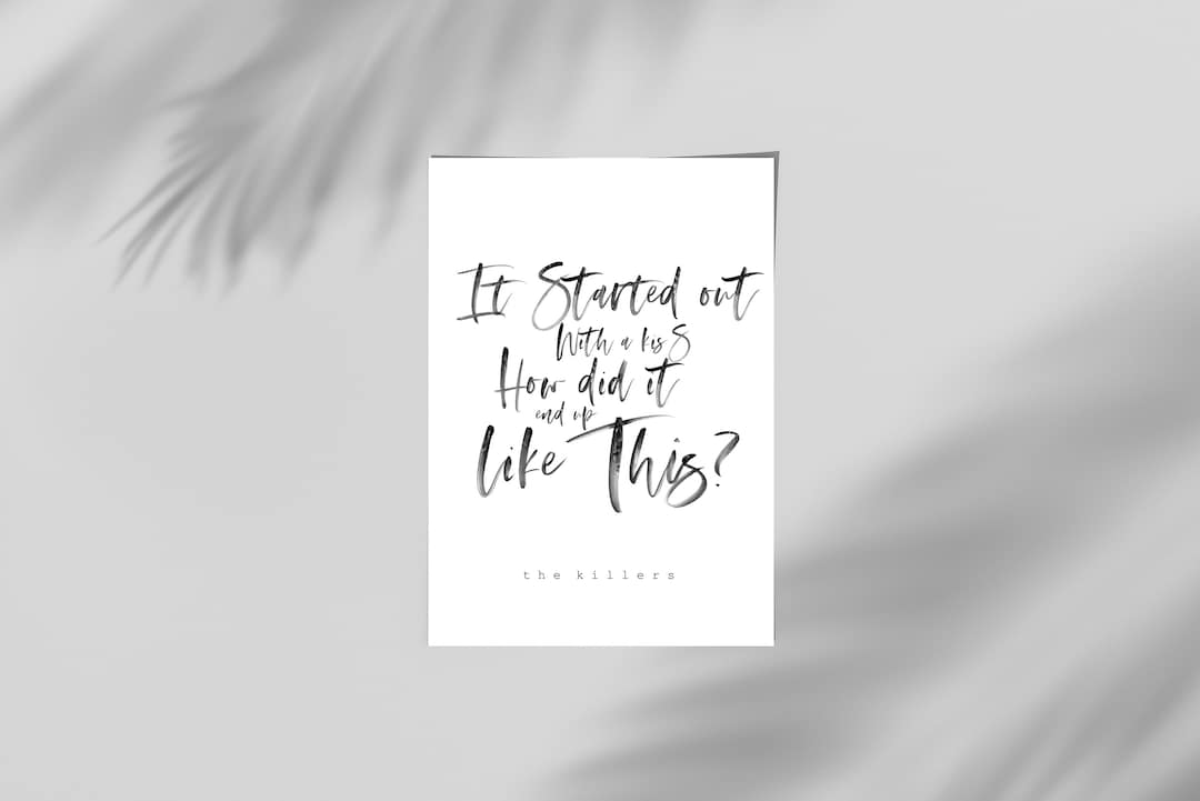 The Killers Lyrics WITH FREE GIFT, Calligraphy, Typography, A4 Print ...
