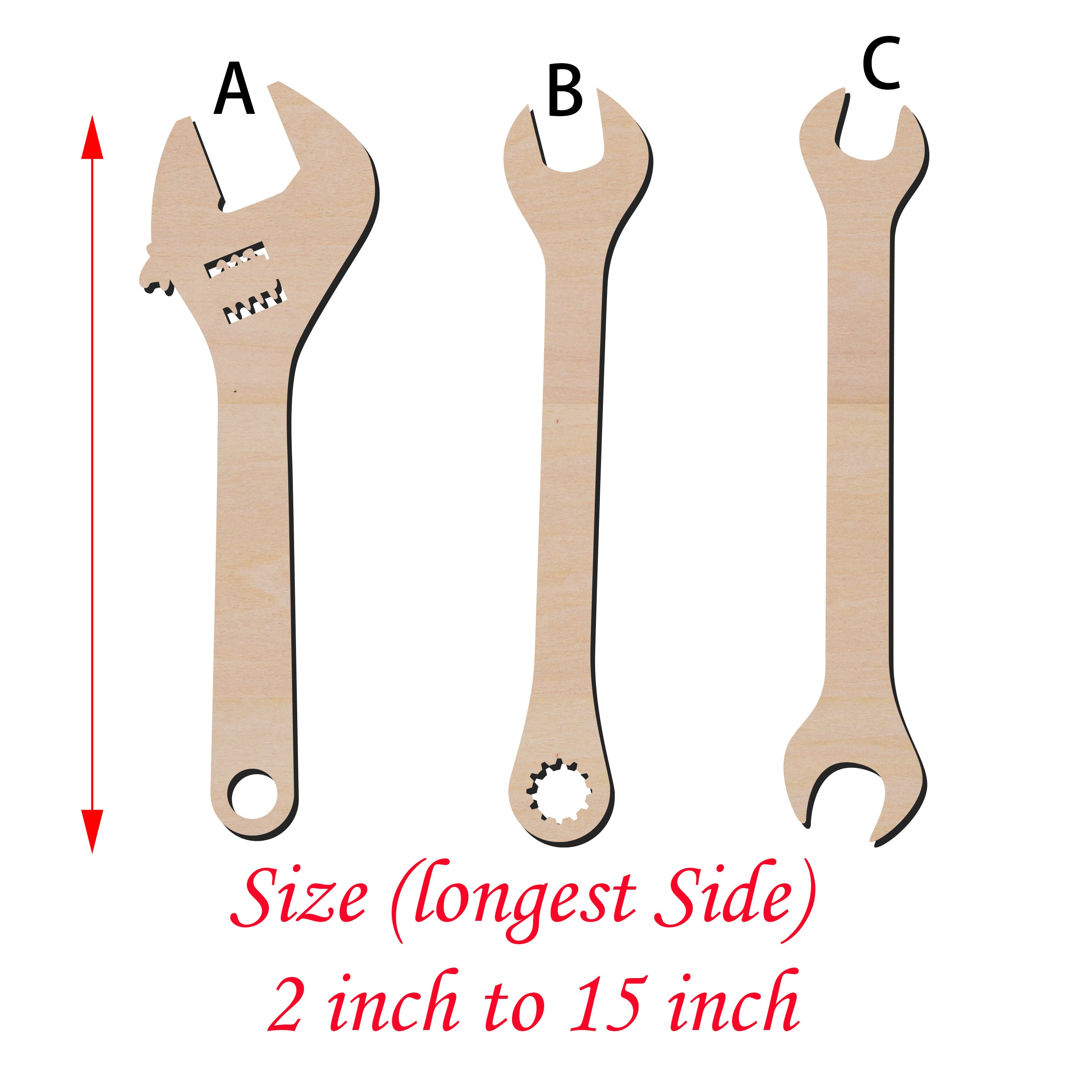 Hardware Tool Wrench Wood Cutout Laser Cut Unfinished Wooden | Etsy