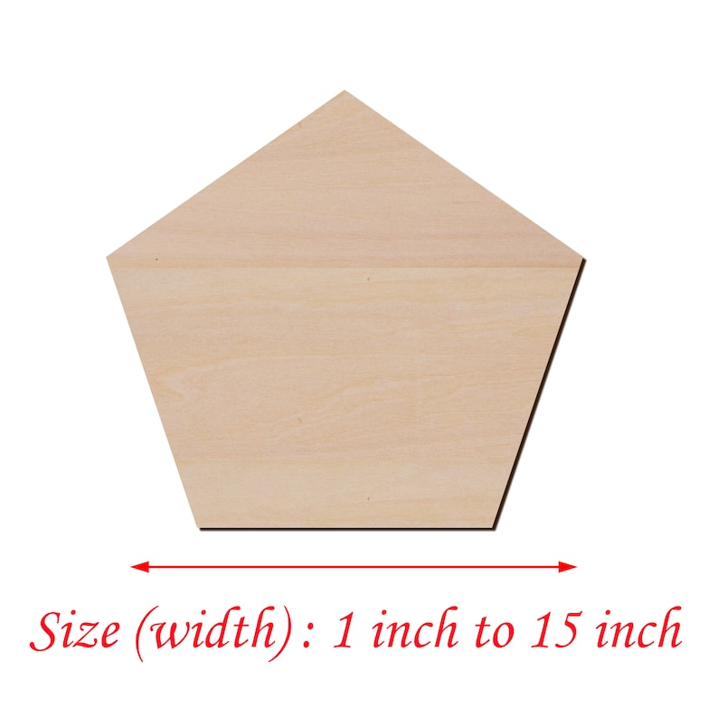 Pentagon Geometric Shape Wood Cutout - Laser Cut Unfinished Wooden ...