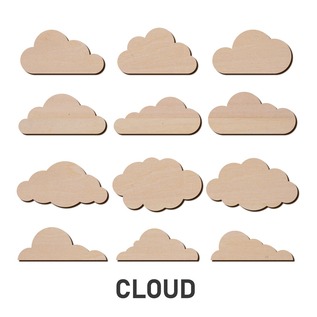 Cloud Shape Wood Cutout Laser Cut Unfinished Wooden Blank Art Craft ...