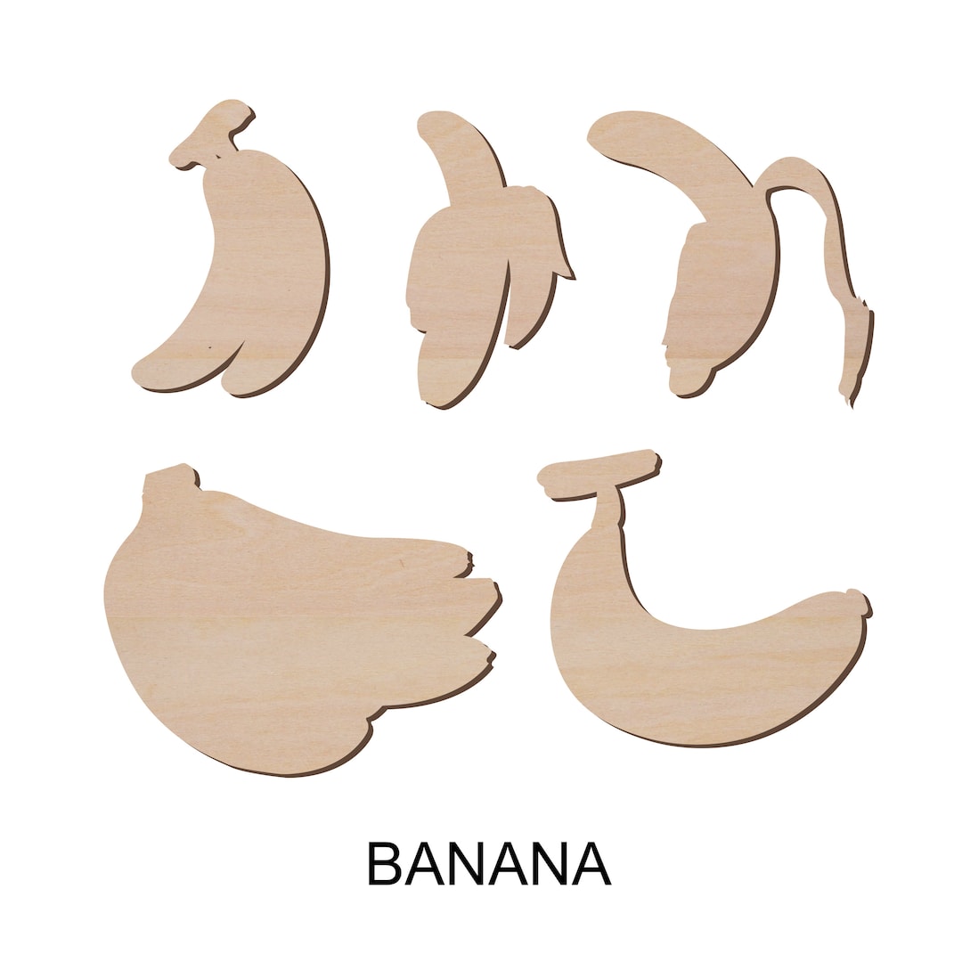 Banana Shape Wood Cutout - Laser Cut Unfinished Wooden Blank Art Craft ...