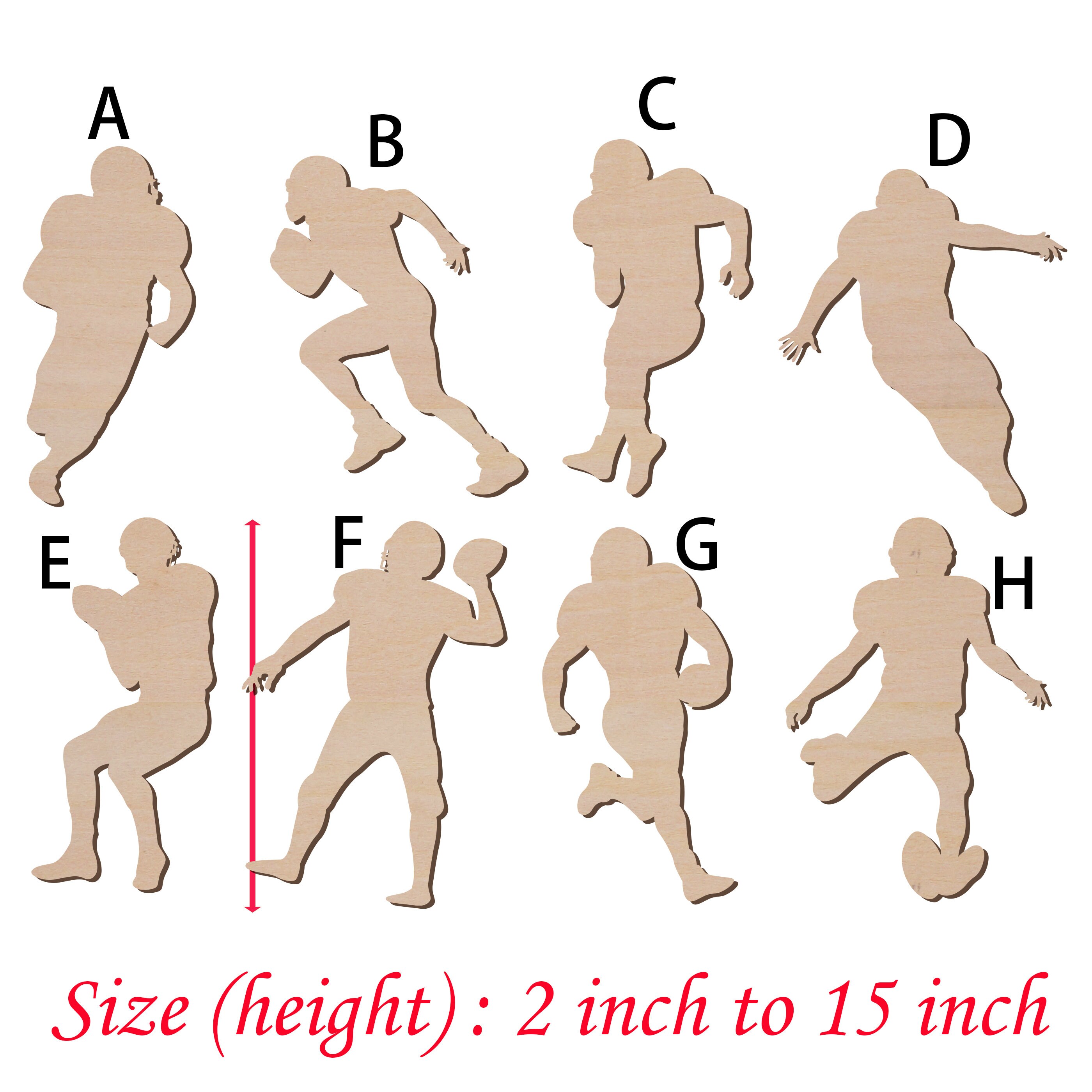 American Football Player Wood Cutout Laser Cut Unfinished | Etsy