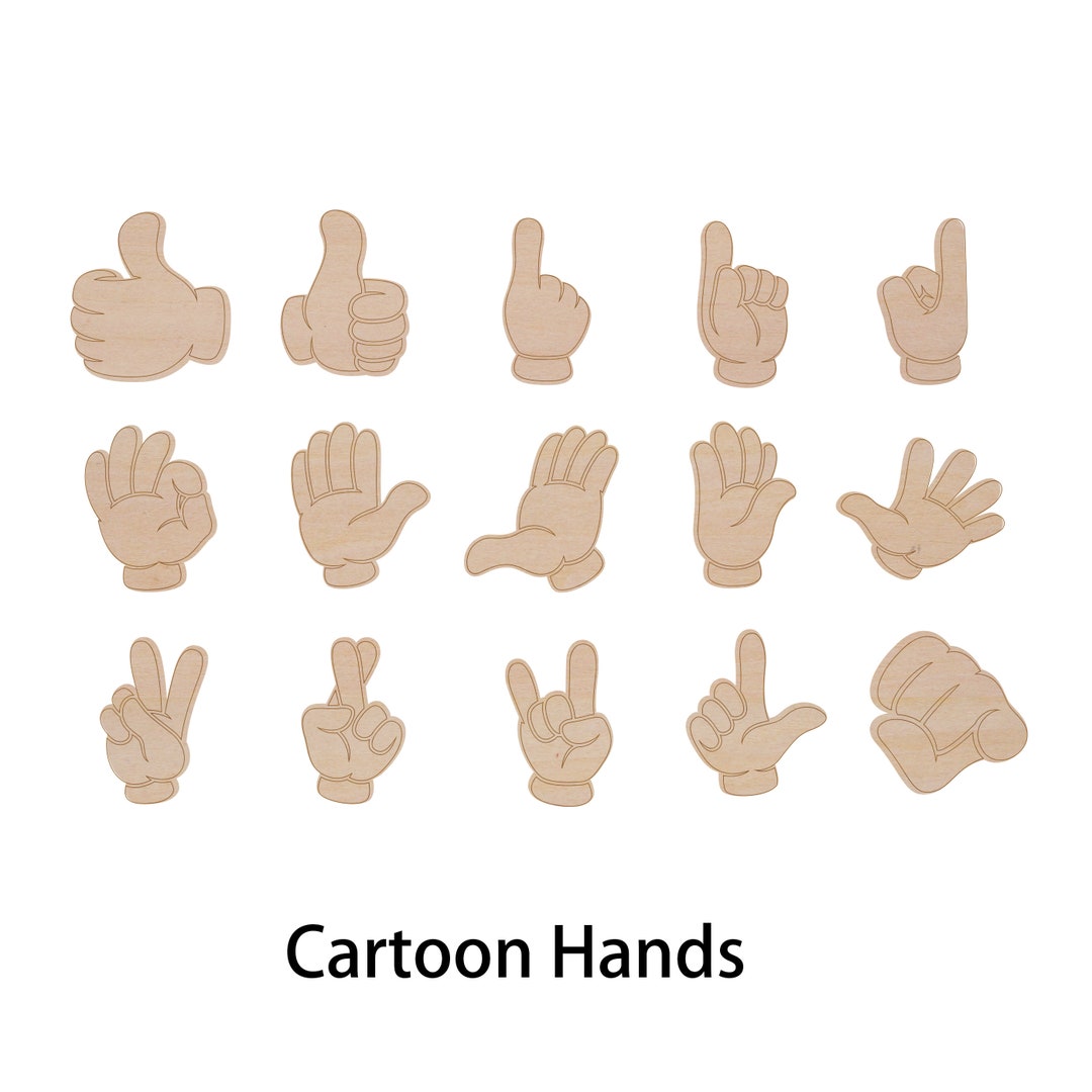 Cartoon Hand Wood Cutout - Laser Cut Unfinished Wooden Blank Art Craft ...