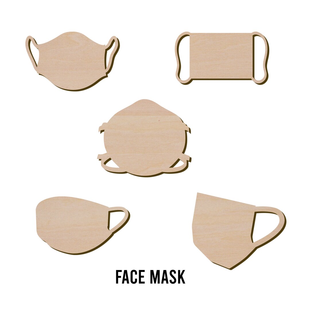 Face Mask Wood Cutout Laser Cut Unfinished Wooden Blank Art Craft ...