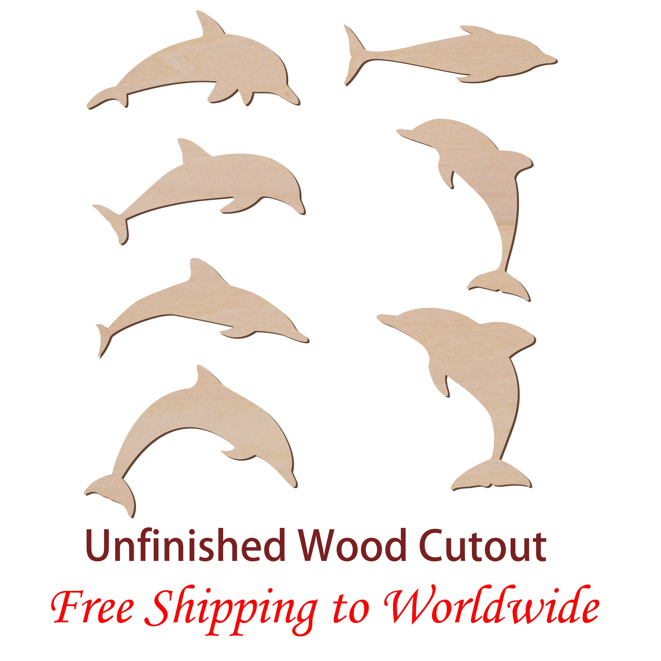 Laser cut Unfinished Wooden Cutout Ocean Dolphins Shape for | Etsy