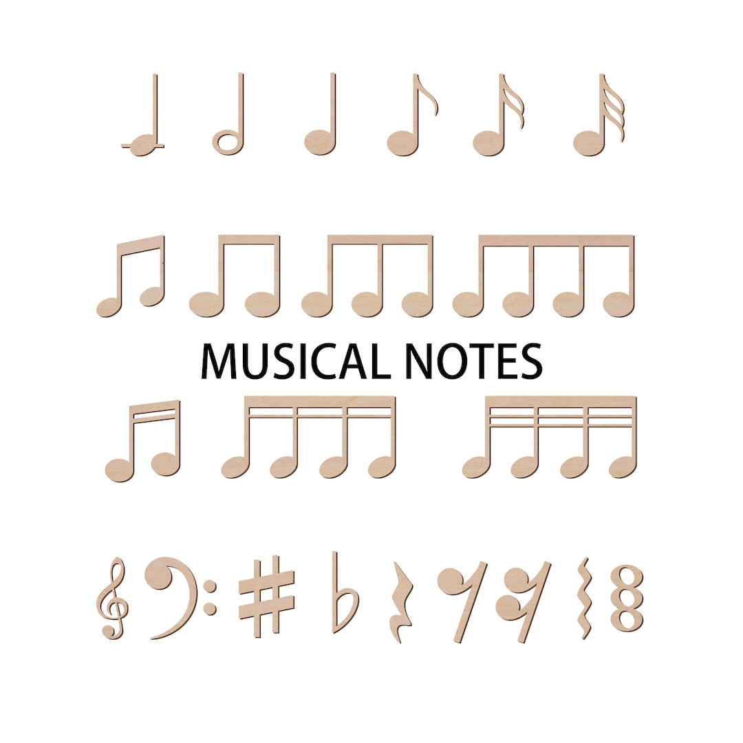 Musical Notes Shape Wood Cutout Laser Cut Unfinished Wooden Blank Art ...
