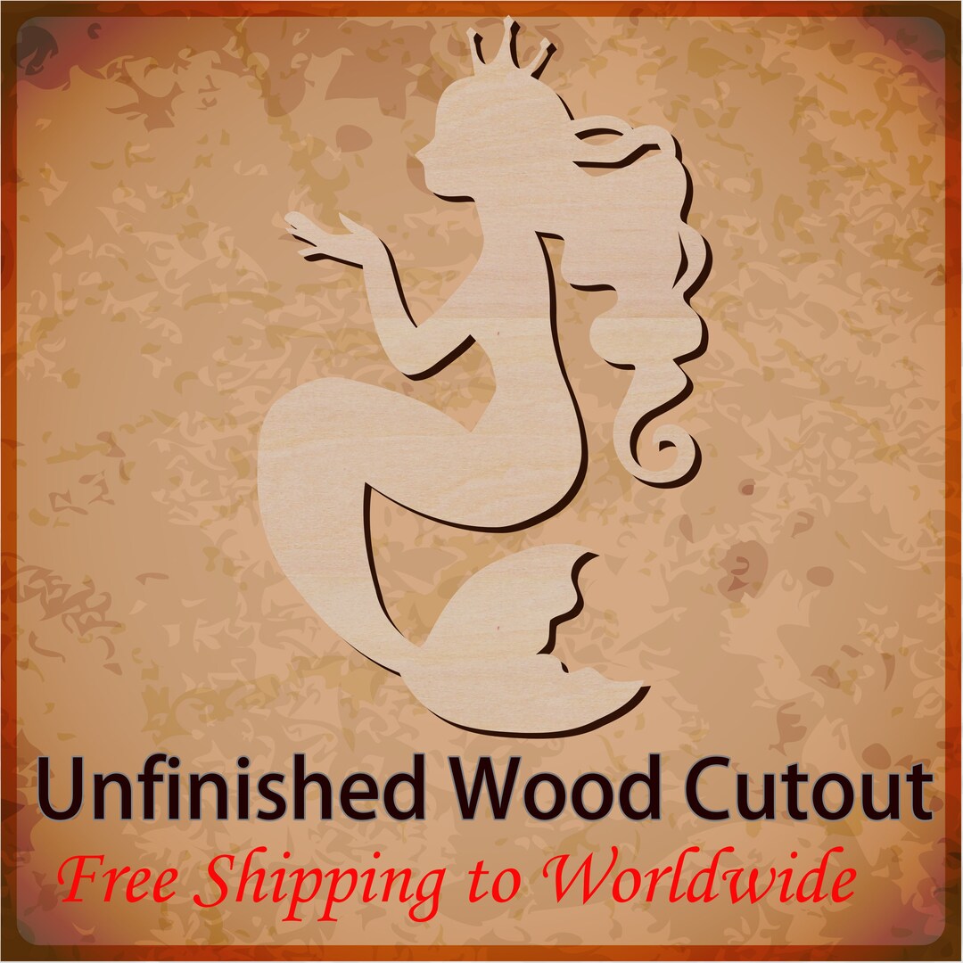 Princess Mermaid Crown Unfinished Wood Laser Cut Cutout Shapes for DIY ...