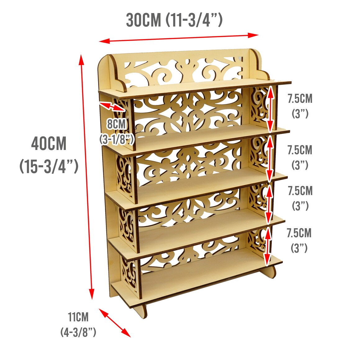 5 Tiers Wooden Decorative Lace Border Pattern Display Stand for Craft ...