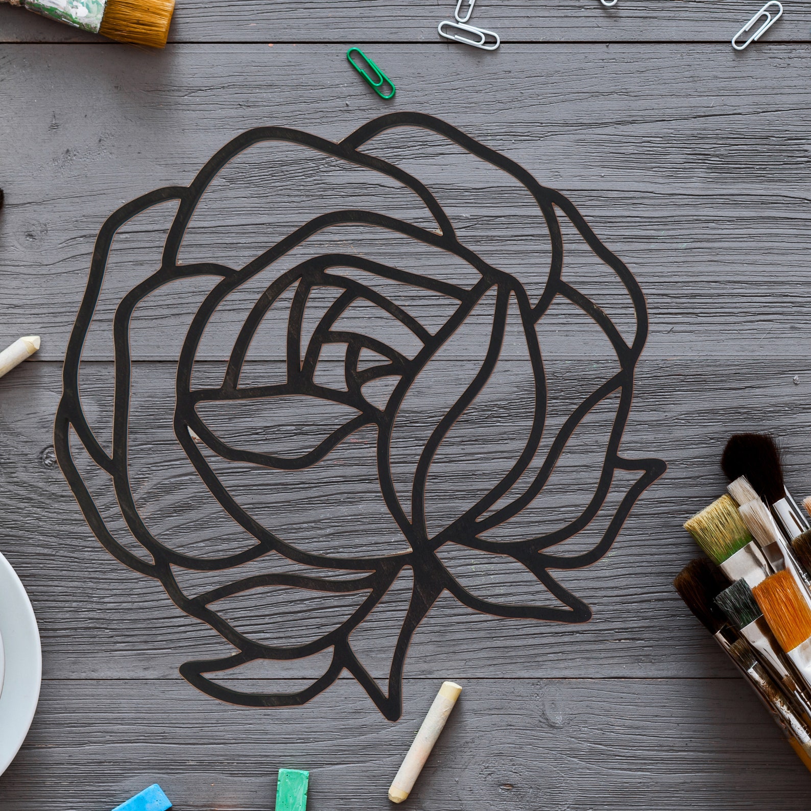 Wooden Rose Flower Cutout Laser Cut Unfinished Wood Blank | Etsy