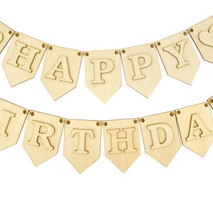 Personalised Alphabet Letter Bunting Banners - Unfinished Wood Laser ...