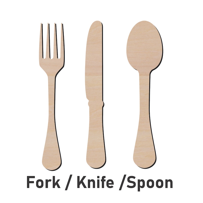 Fork / Knife / Spoon Wood Cutout Laser Cut Unfinished Wooden | Etsy
