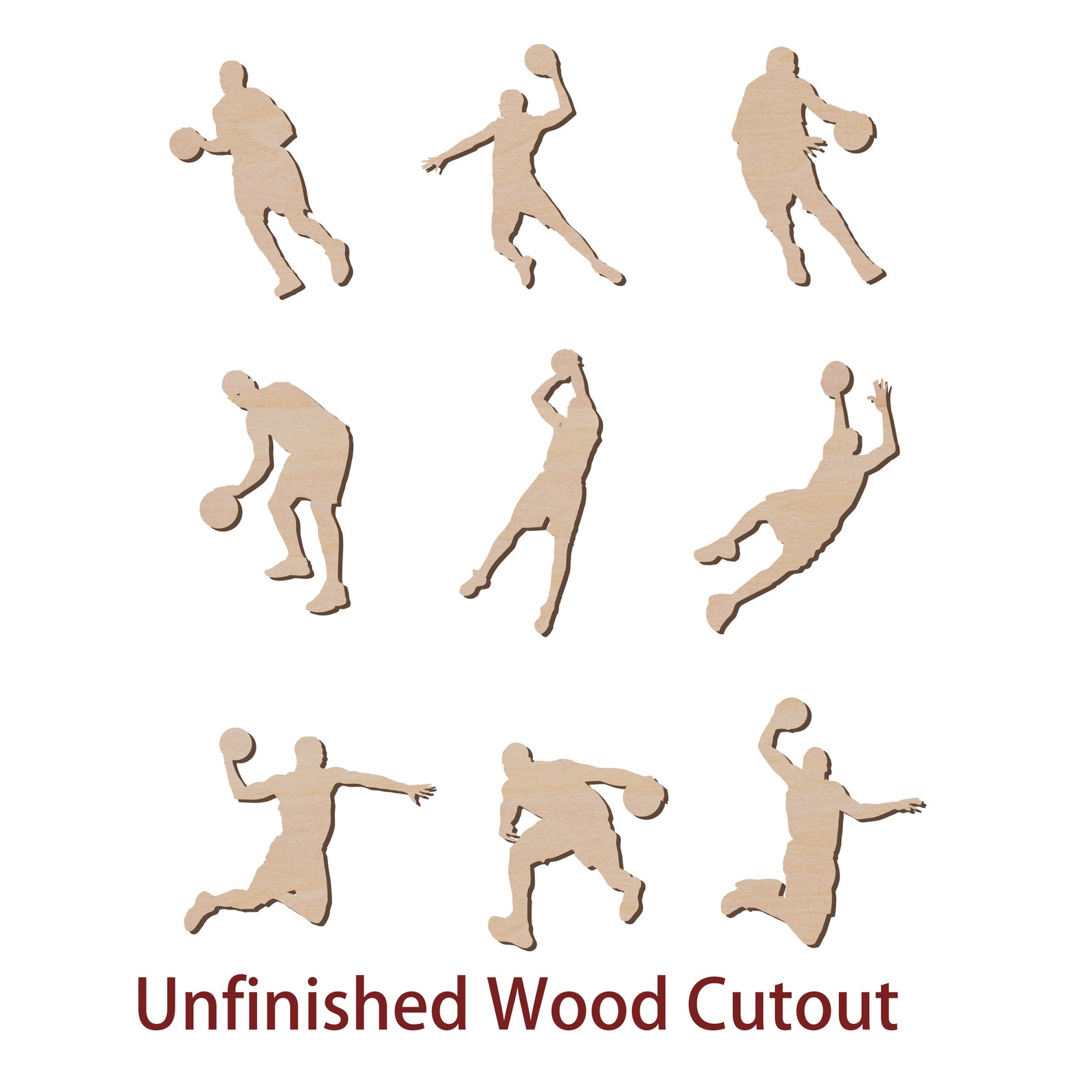 Basketball Player Wood Cutout Laser Cut Unfinished Wooden | Etsy
