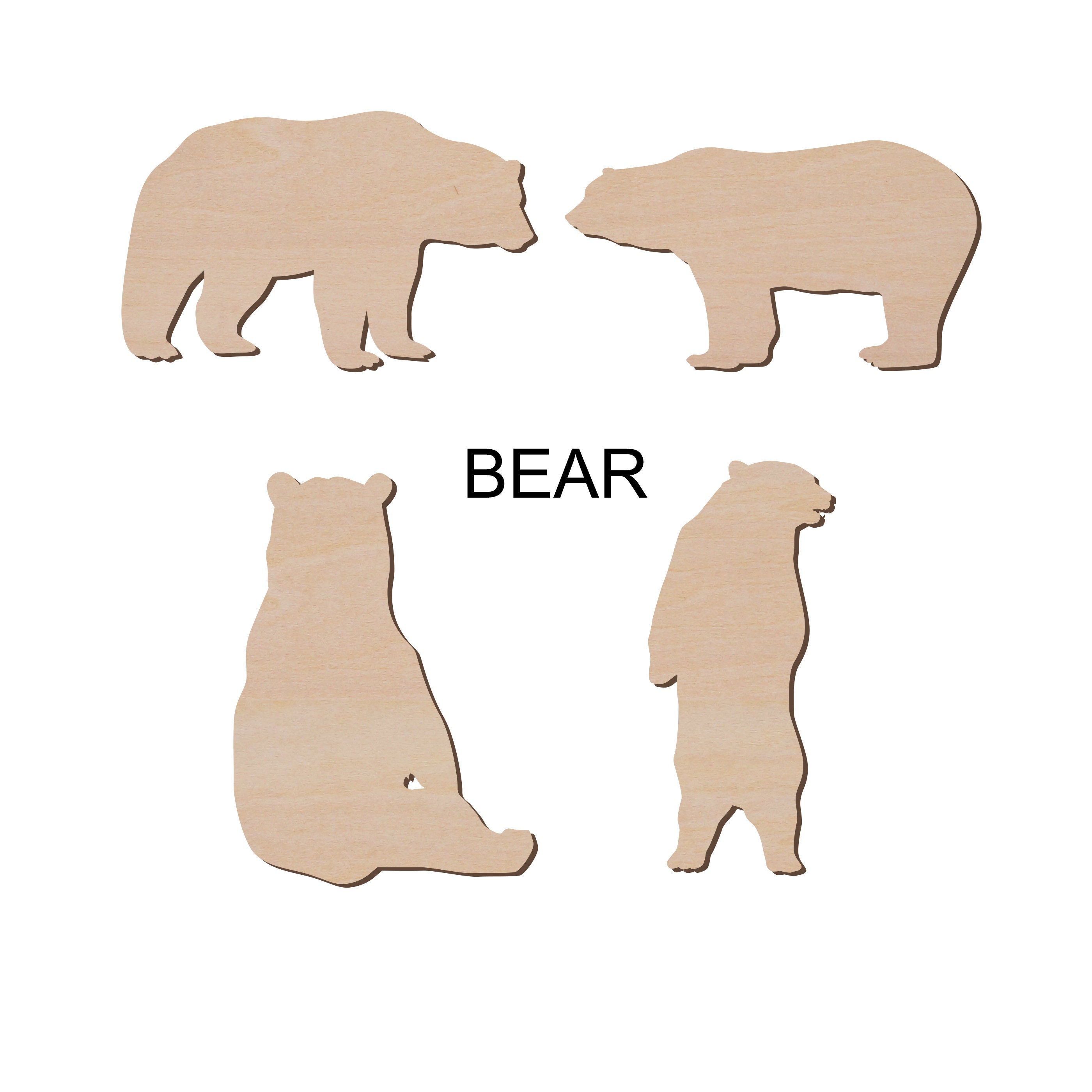 Wild Bear Shape Wood Cutout Laser Cut Unfinished Wooden | Etsy