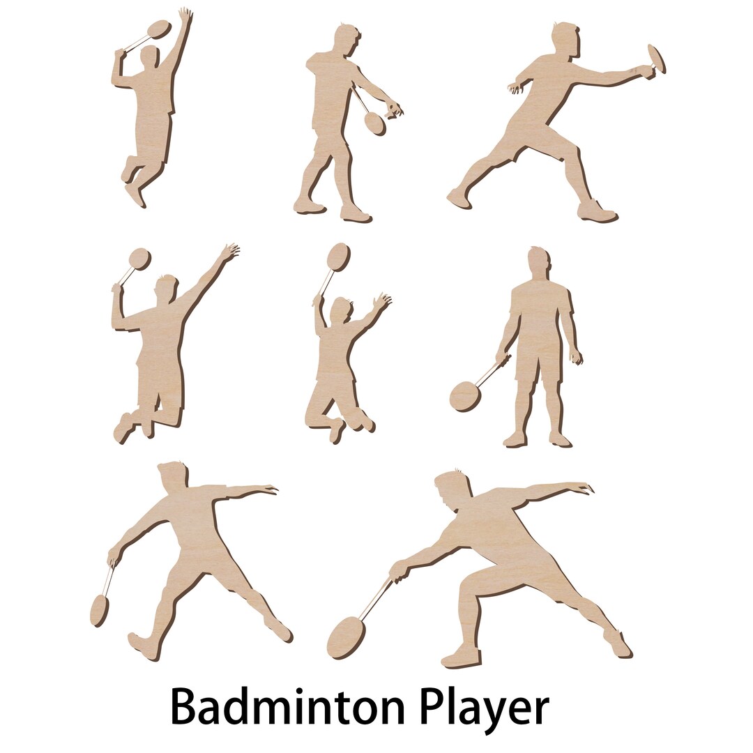 Badminton Player Wood Cutout - Laser Cut Unfinished Wooden Blank Art ...