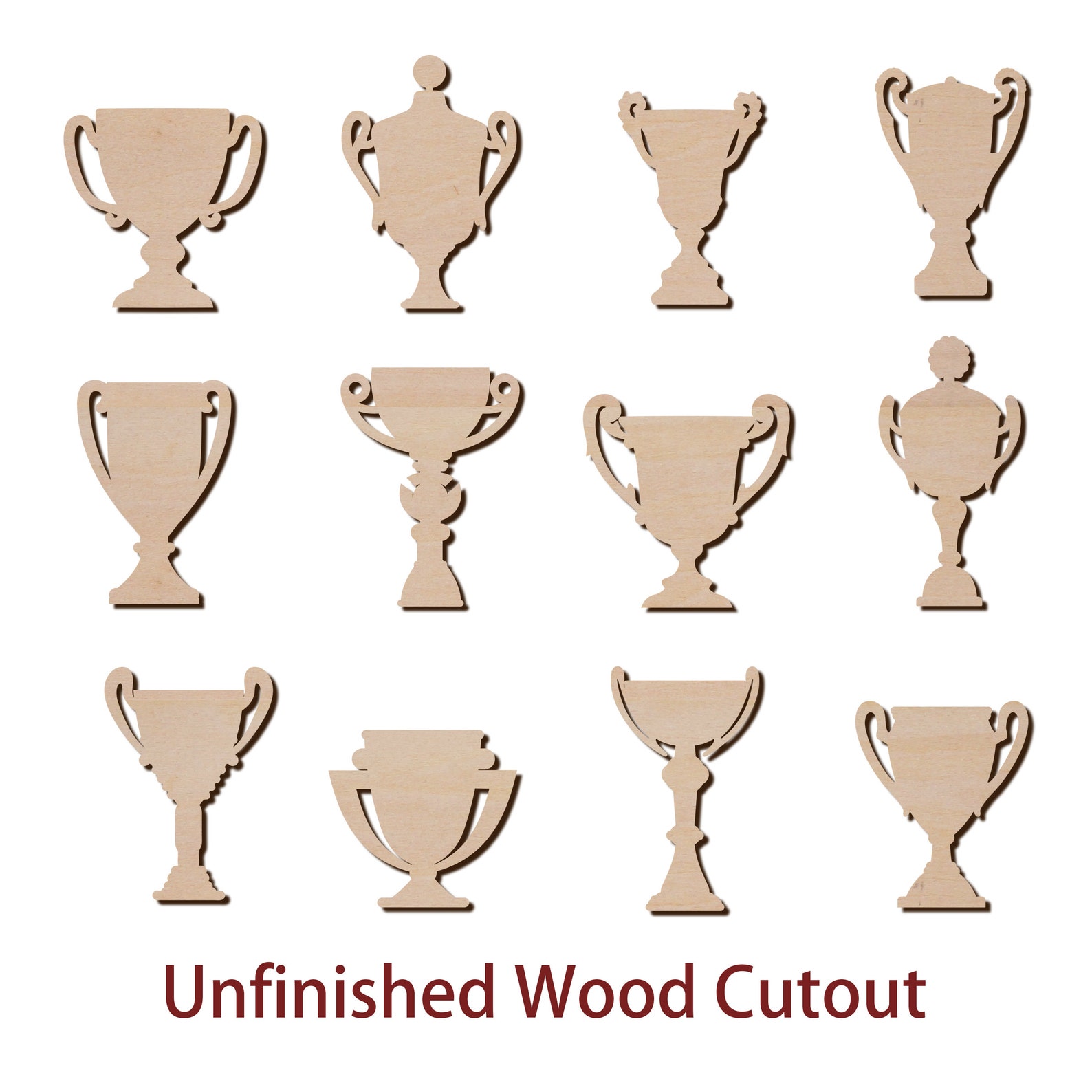 Trophy Prize Cup Wood Cutout Laser Cut Unfinished Wooden | Etsy