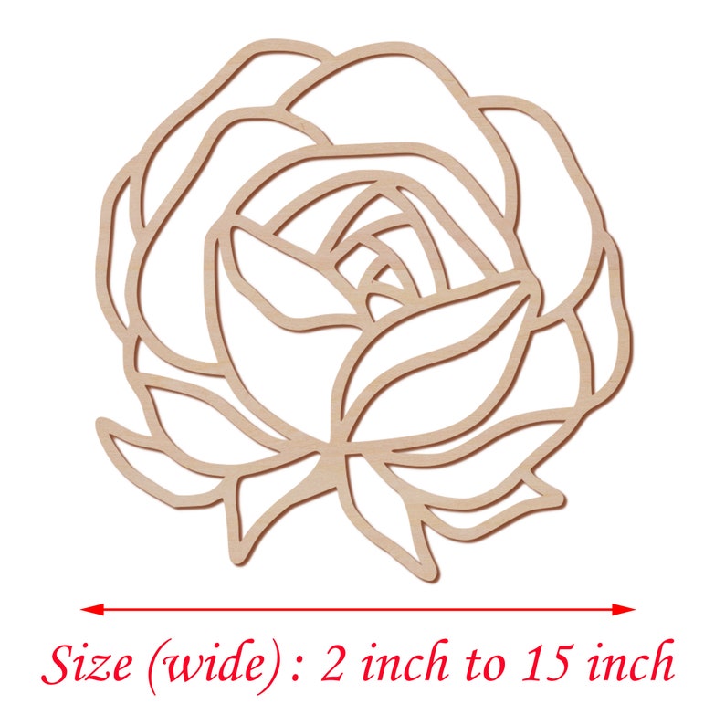 Wooden Rose Flower Cutout Laser Cut Unfinished Wood Blank | Etsy