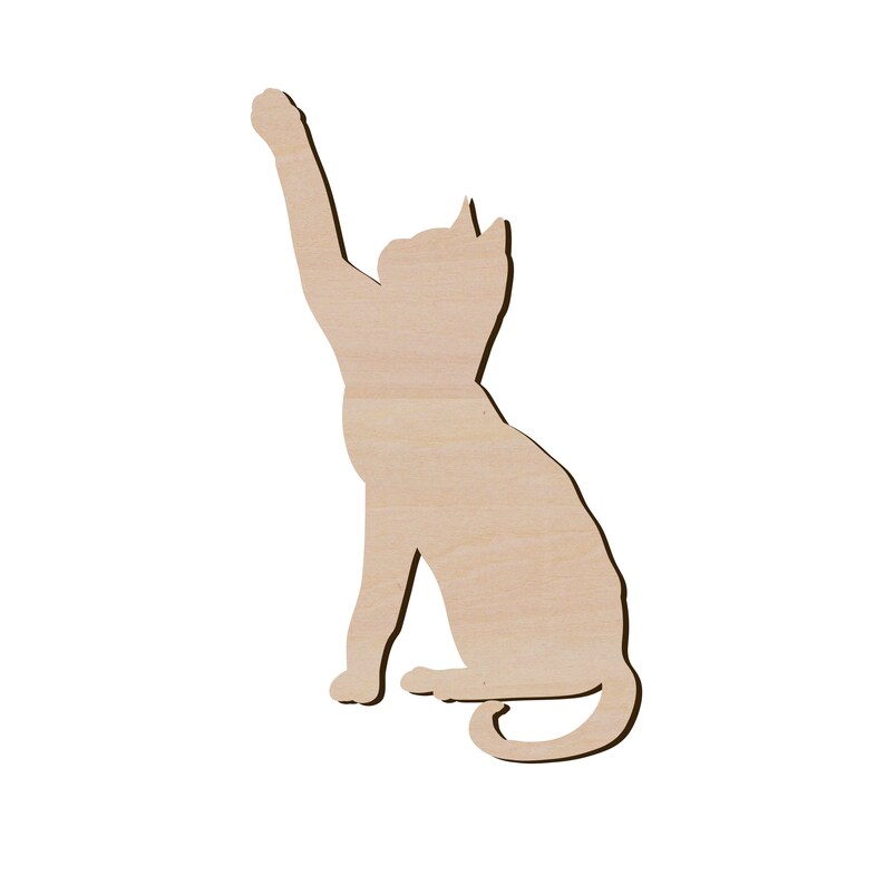 Cat Outline Unfinished Wood Laser Cut Cutout Shapes for DIY | Etsy