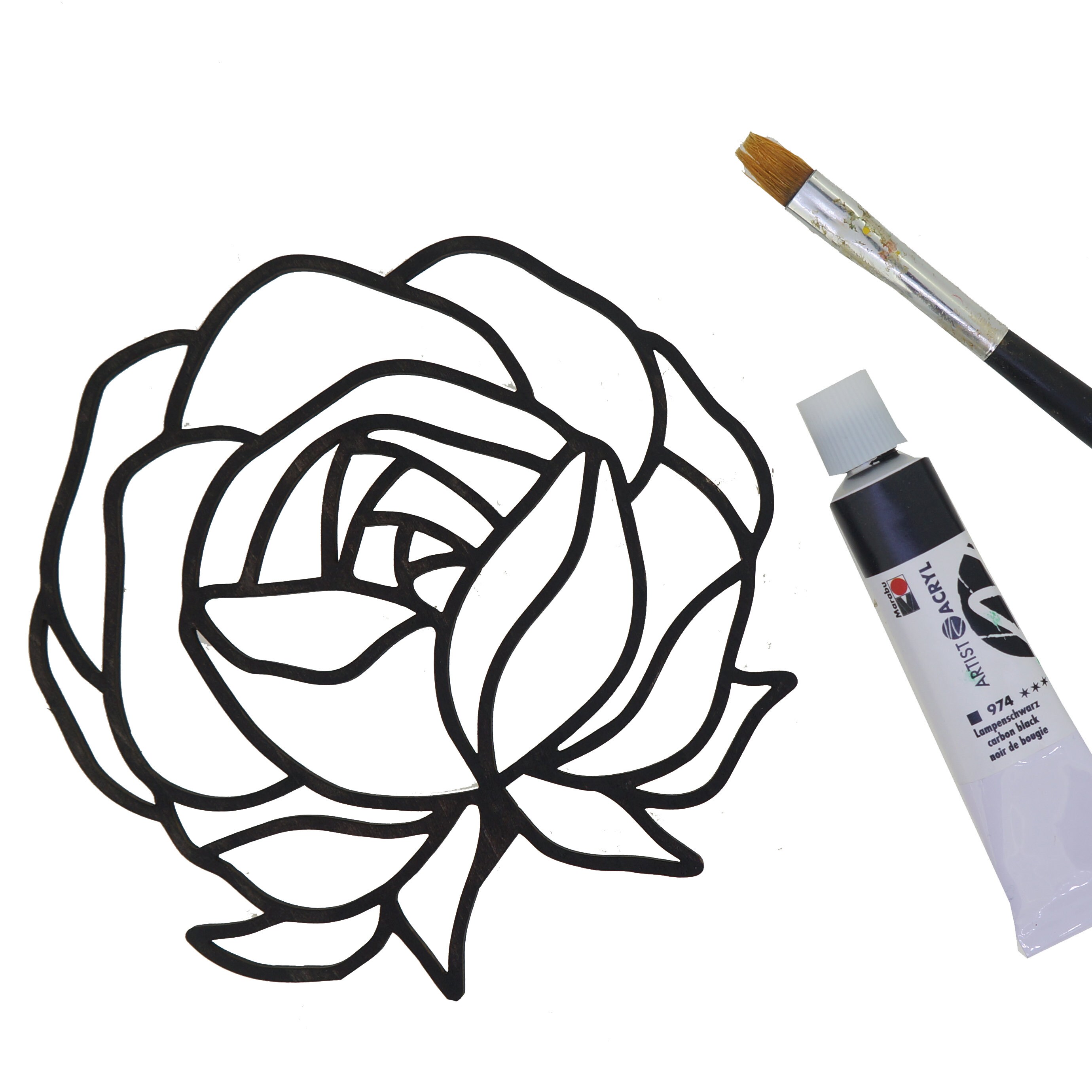 Wooden Rose Flower Cutout - Laser Cut Unfinished Wood Blank Art Craft ...