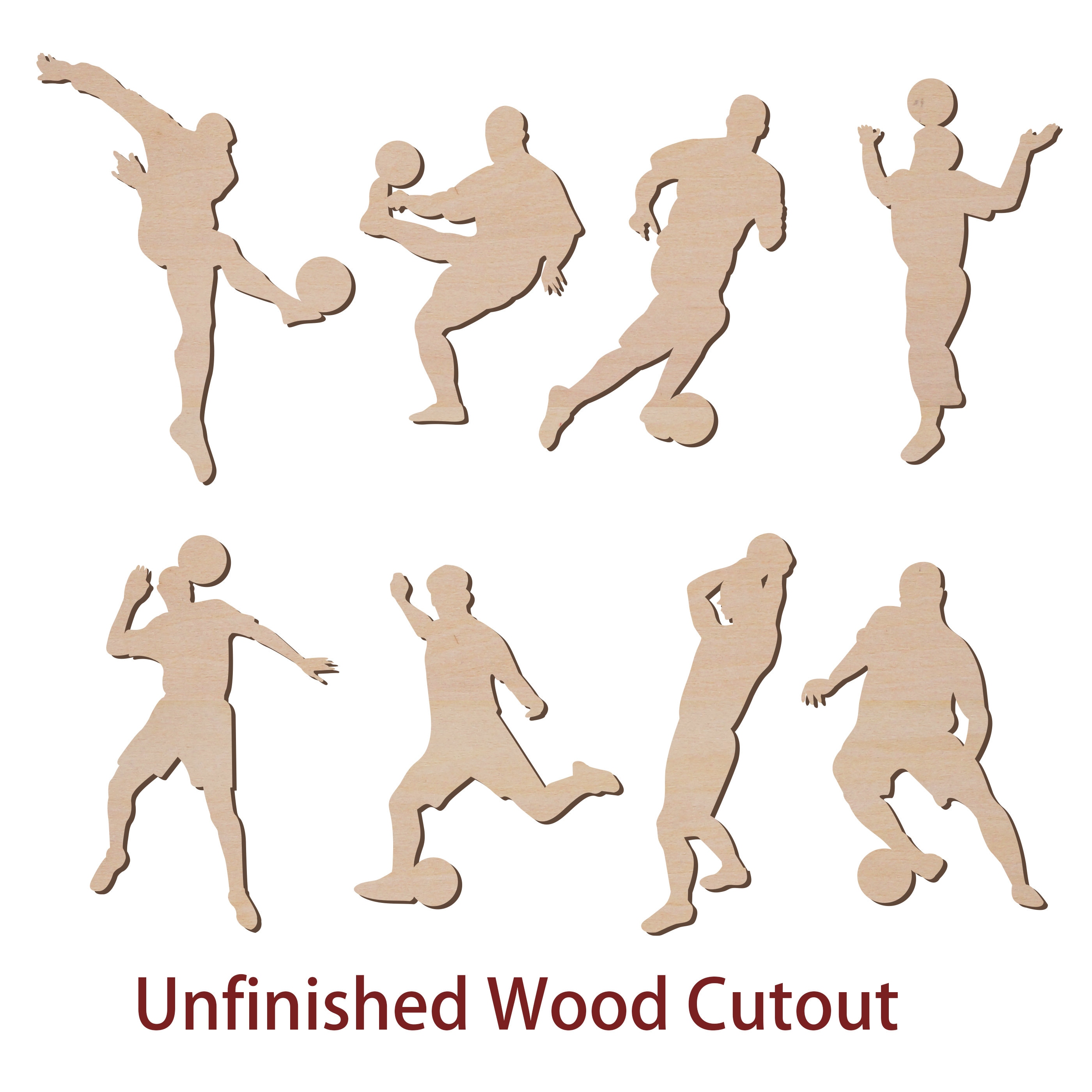 Football Player Wood Cutout Laser Cut Unfinished Wooden | Etsy