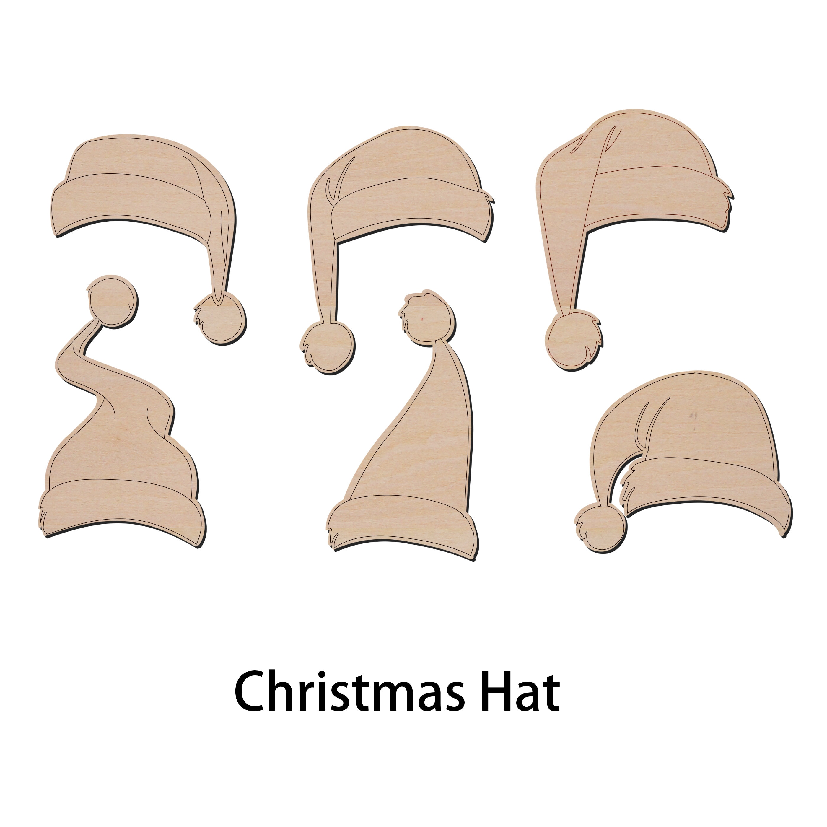 Merry Christmas Hat Wood Cutout Laser Cut Unfinished Wooden | Etsy
