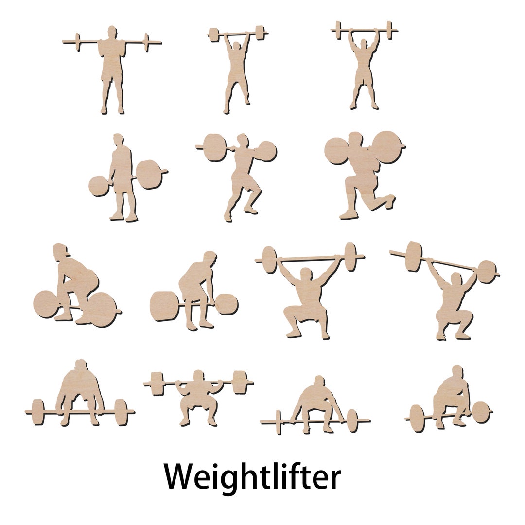 Weightlifters Weightlift Wood Cutout - Laser Cut Unfinished Wooden ...