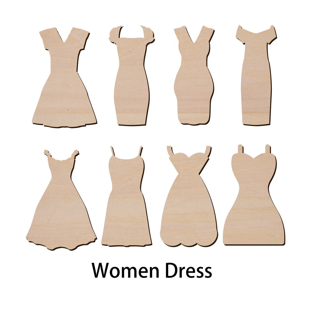 Women Fashion Dress Wood Cutout Laser Cut Unfinished Wooden Blank Art ...