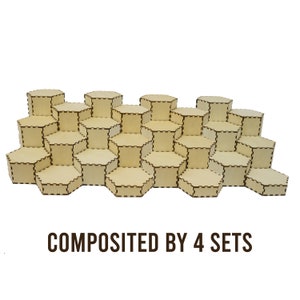 Hexagonal Riser Display Pedestal Display Unfinished Wood, 6 Different ...