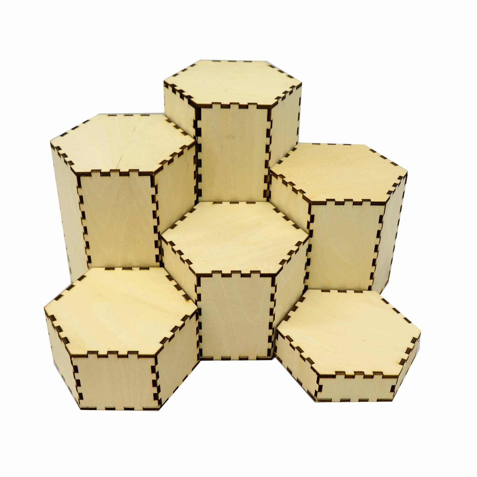 Hexagonal Riser Display Pedestal Display Unfinished Wood, 6 Different ...