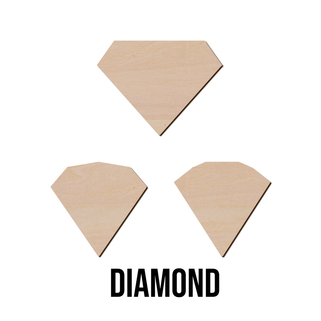 Diamond Shape Wood Cutout Laser Cut Unfinished Wooden Blank Art Craft ...
