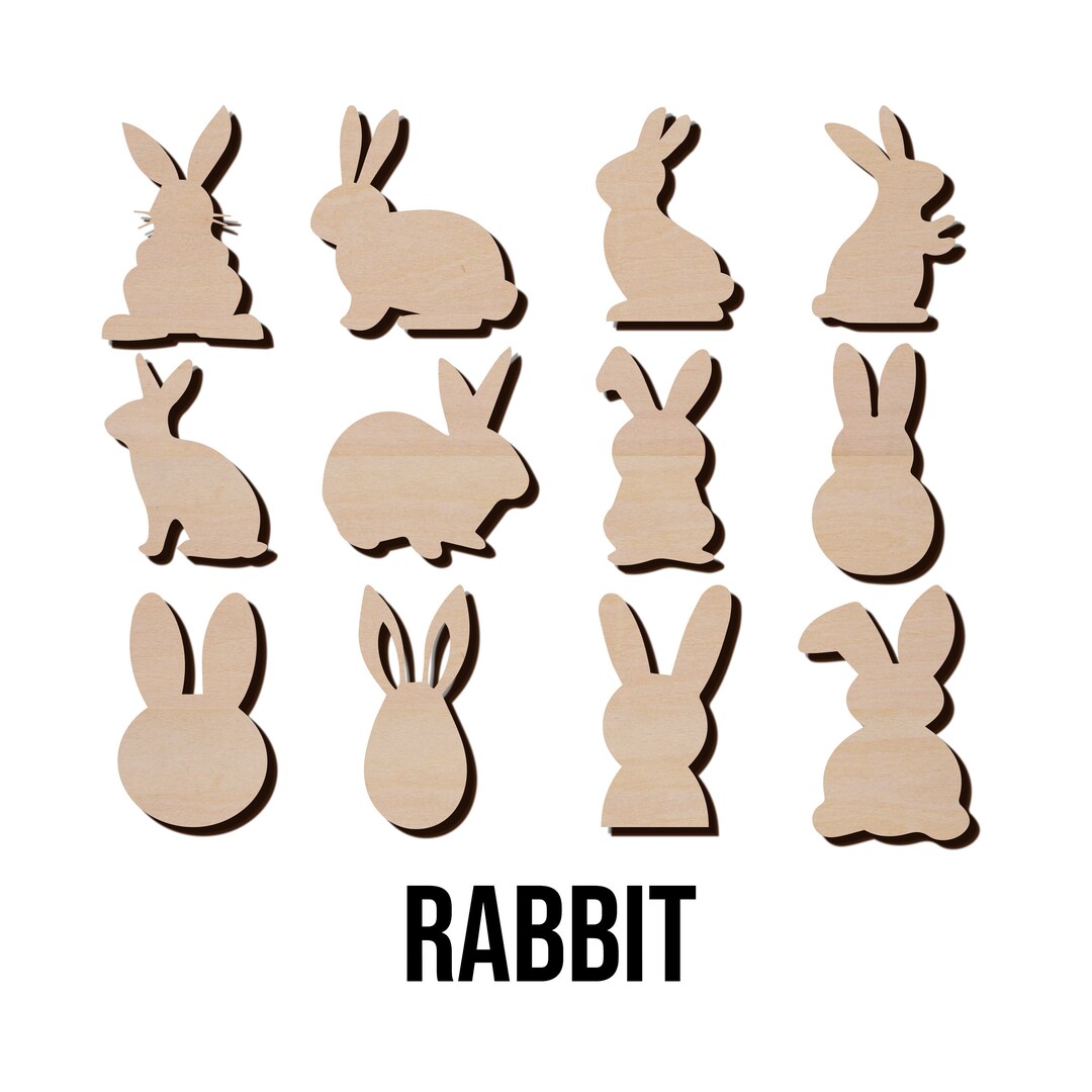 Bunny Rabbit Unfinished Wood Cutout Shapes for DIY Craft, Ready to ...
