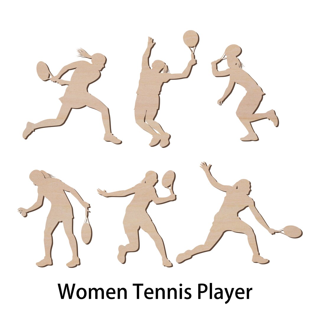 Female Women Tennis Player Wood Cutout - Laser Cut Unfinished Wooden ...