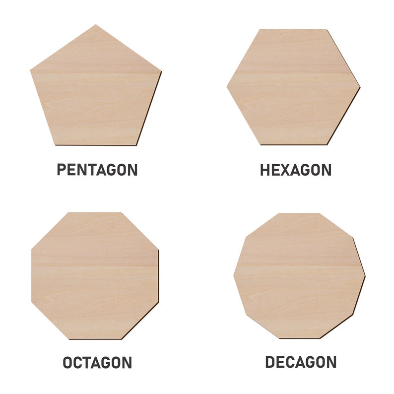 Pentagon Geometric Shape Wood Cutout - Laser Cut Unfinished Wooden ...