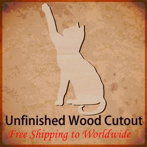 Cat Outline Unfinished Wood Laser Cut Cutout Shapes for DIY Craft ...