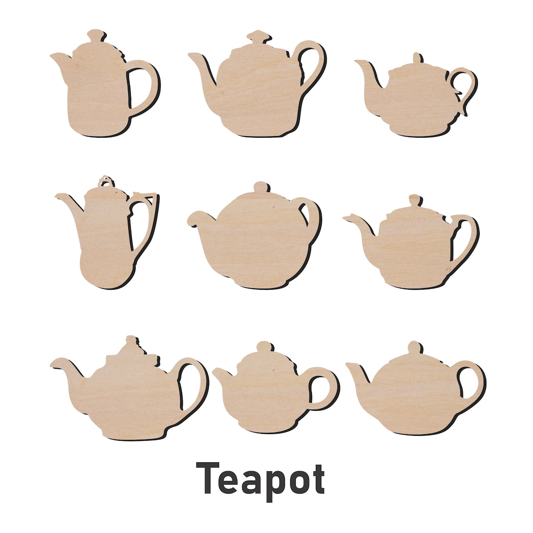 Afternoon Teapot Wood Cutout - Laser Cut Unfinished Wooden Blank Art ...