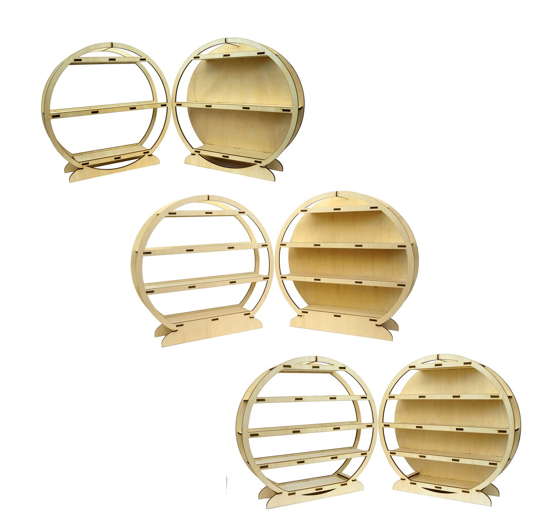 3 / 4 / 5 Tiers Big Circle / Round Wood Rack Collapsible Display for ...