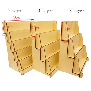 3/4/5 Tiers Wood Display Shelf Stand for Greeting Card, Postcard, Photo ...