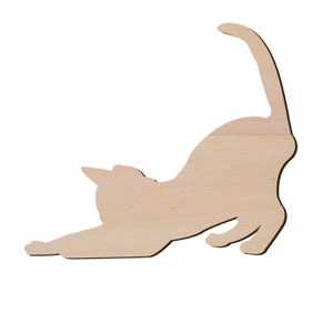 Cat Outline Unfinished Wood Laser Cut Cutout Shapes for DIY Craft ...