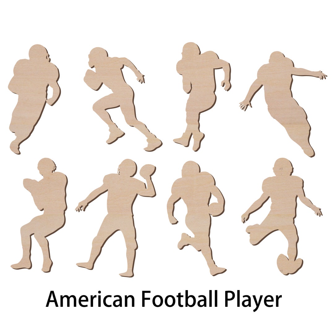 American Football Player Wood Cutout - Laser Cut Unfinished Wooden ...