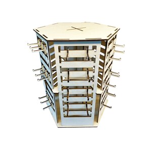 6 Sided Rotating Hook Display Stand With 60 Hooks, Rotatable Display ...