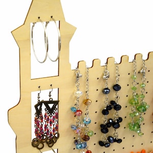 Castle Outline Jewelry Display Stand, Pegboard for Earrings, 7 Slots ...