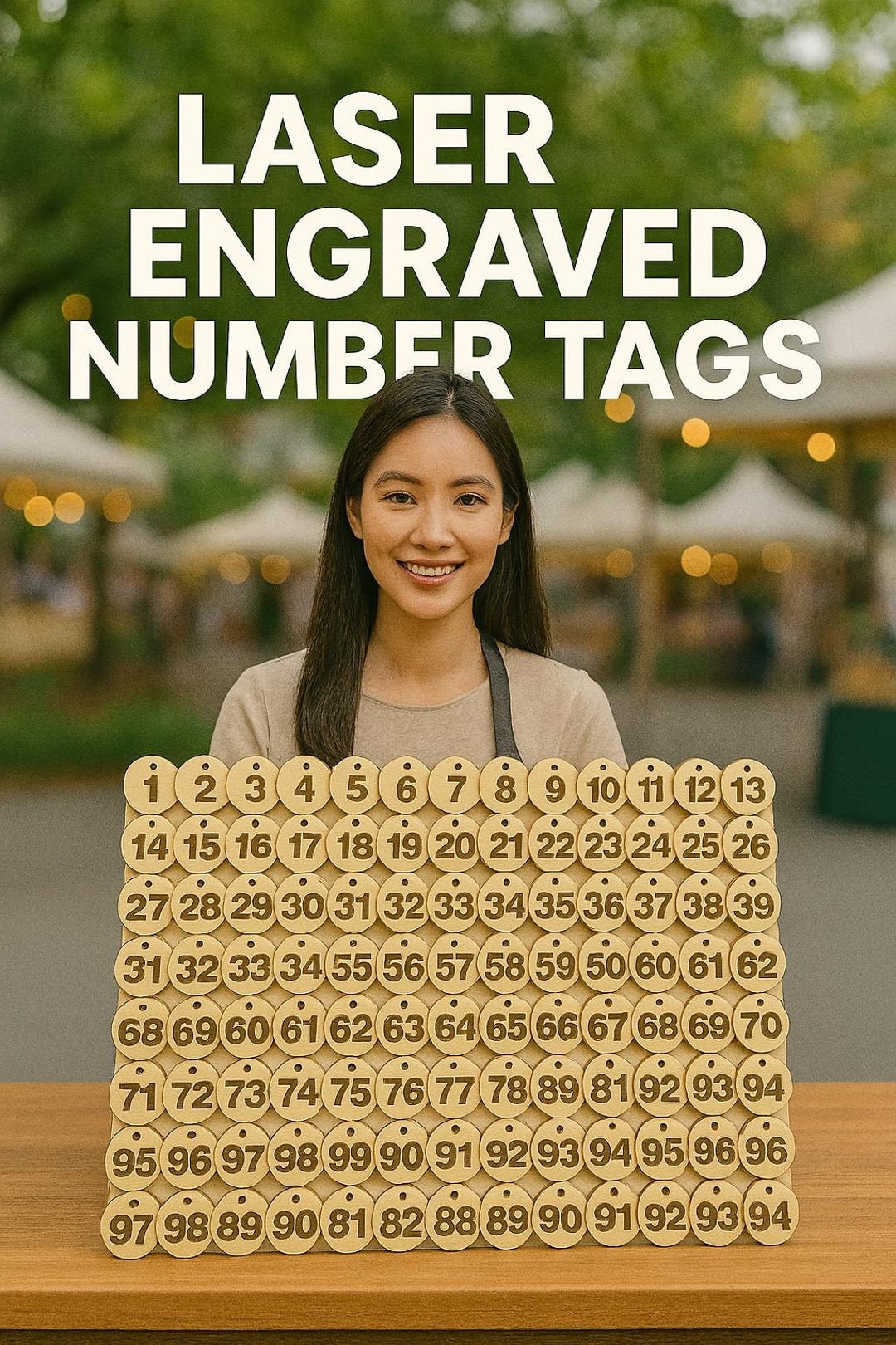 Wooden Number Tags | 4cm Round Numbered Tokens With Hole | Customizable ...