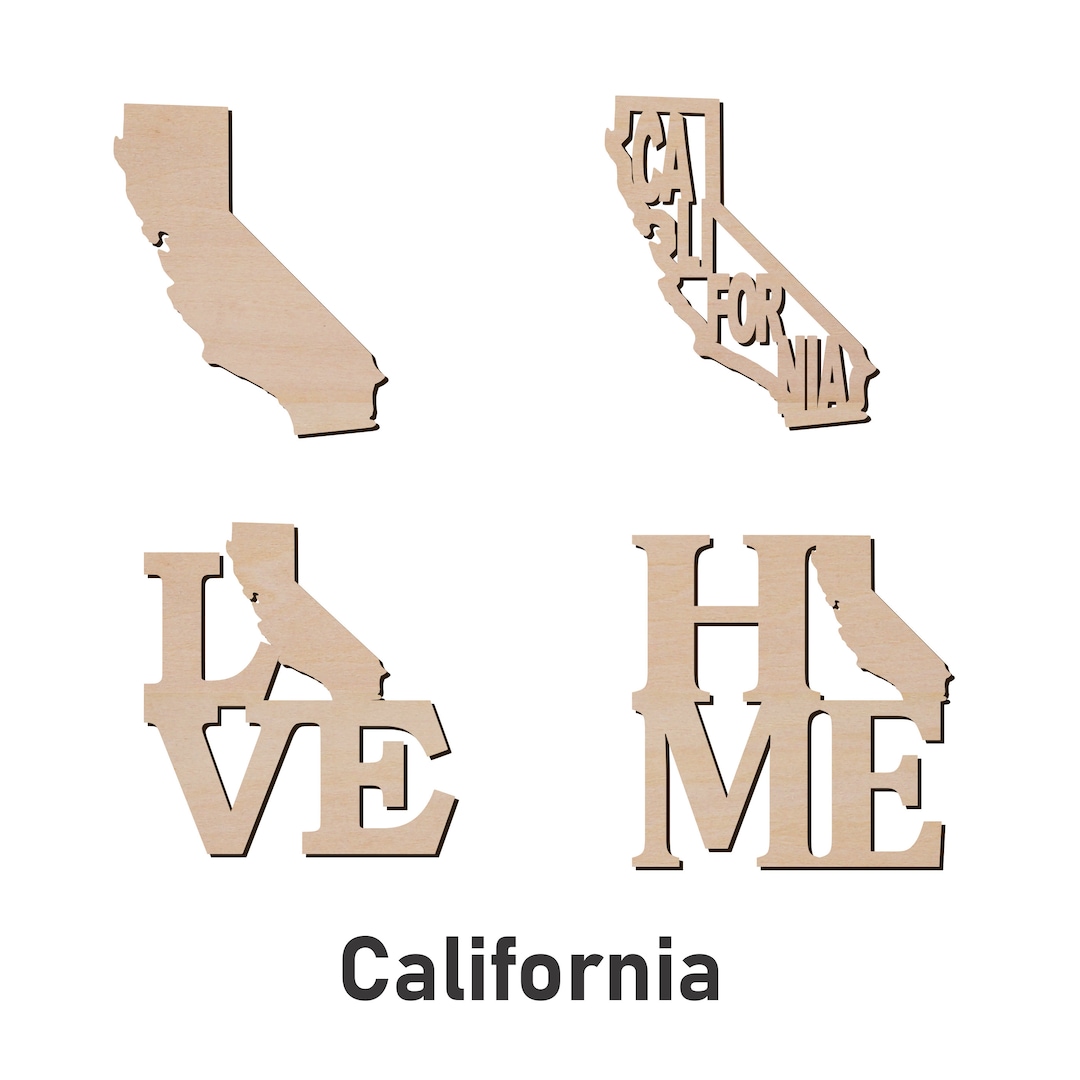 California State, Home Love Text With Map Layout Laser Cut Unfinished ...