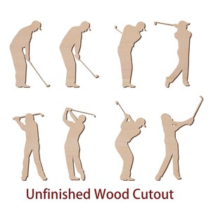 Golf Player Wood Cutout - Laser Cut Unfinished Wooden Blank Art Craft ...