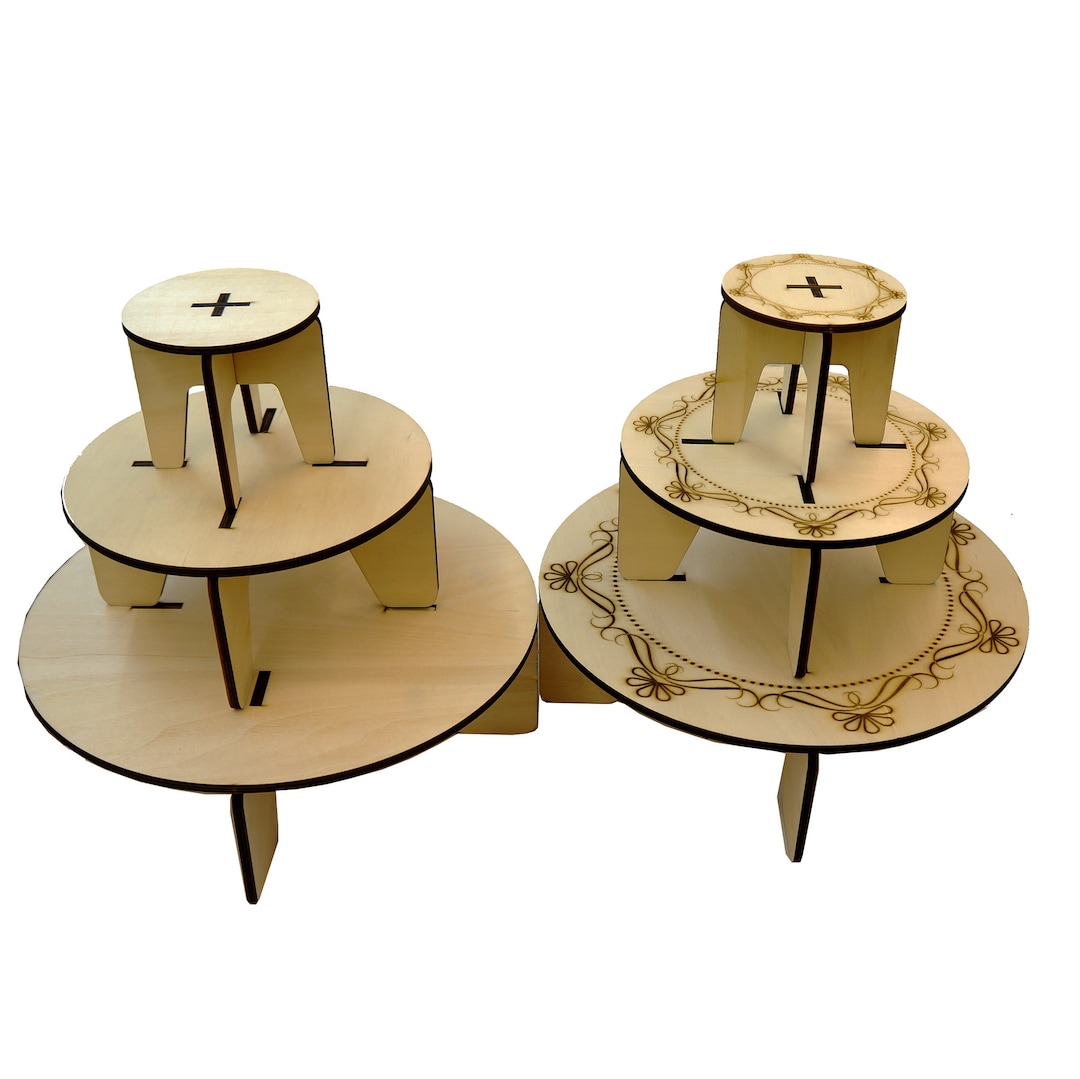 Portable Unfinished Wood Table Riser Stand Shelf Organizer Craft Booth ...