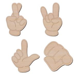 Cartoon Hand Wood Cutout - Laser Cut Unfinished Wooden Blank Art Craft ...