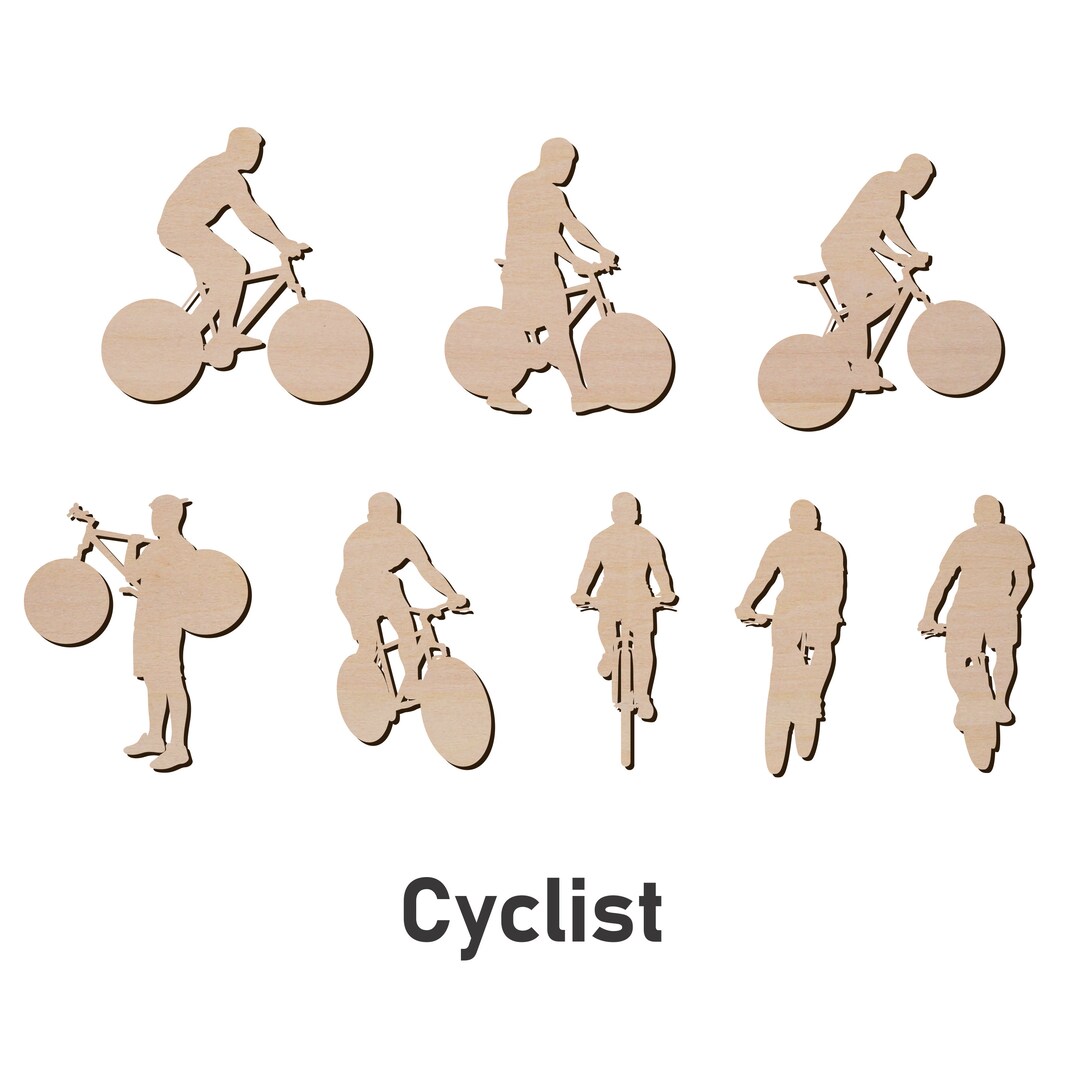 Cyclist Wood Cutout - Laser Cut Unfinished Wooden Blank Art Craft ...