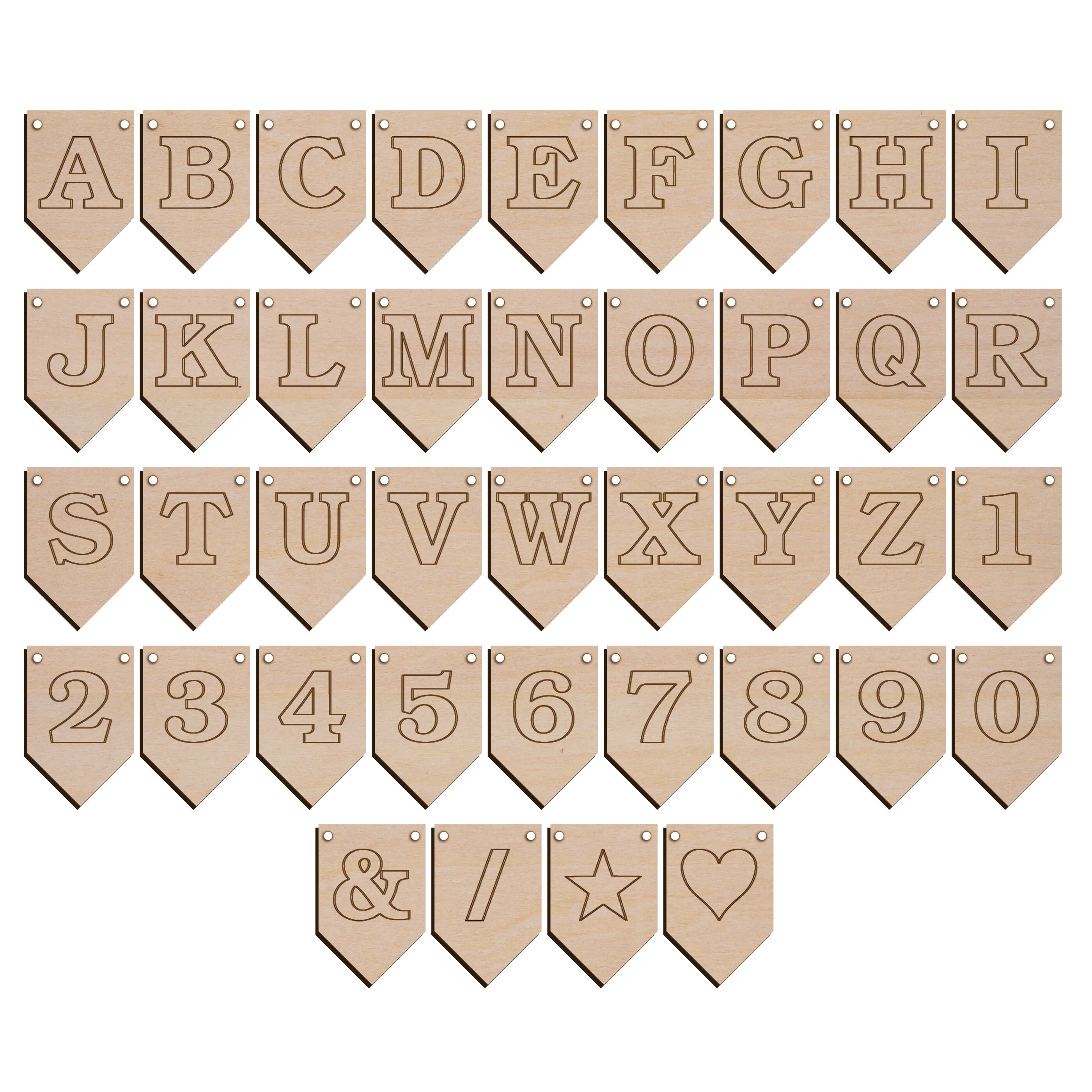 Personalised Alphabet Letter Bunting Banners Unfinished Wood | Etsy