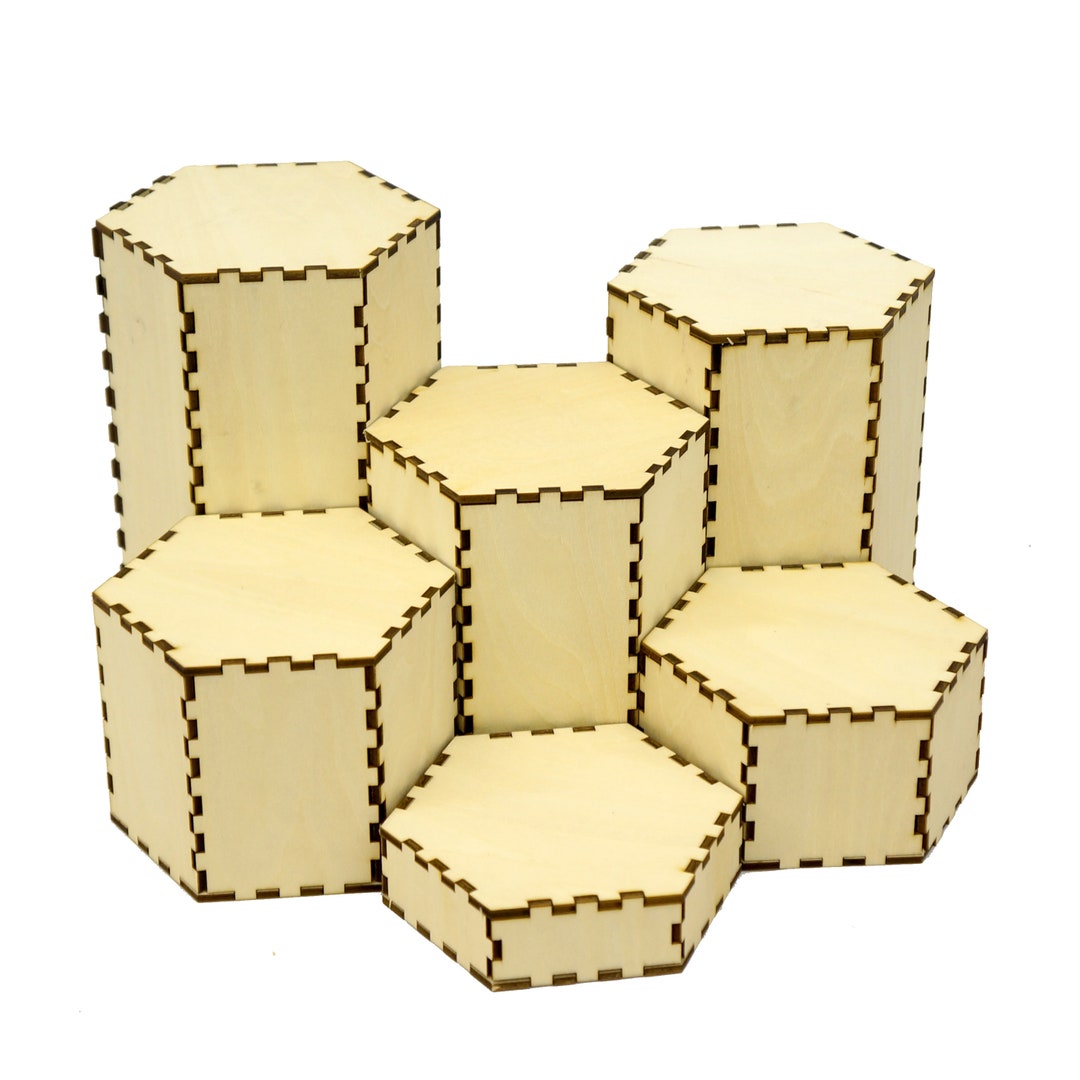 Hexagonal Riser Display Pedestal Display Unfinished Wood, 6 Different ...