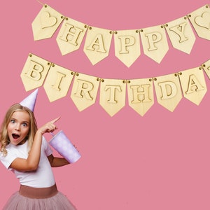 Personalised Alphabet Letter Bunting Banners - Unfinished Wood Laser ...