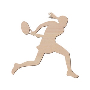 Female Women Tennis Player Wood Cutout - Laser Cut Unfinished Wooden ...